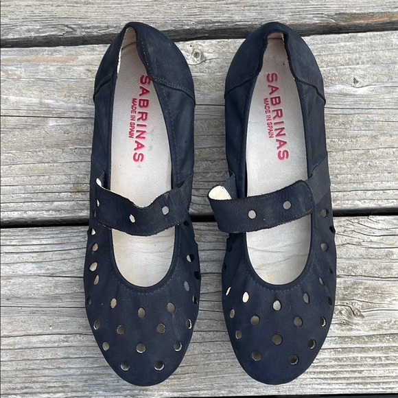 Sabrinas | Shoes | Sabrinas Black Suede Flat Mary Jane Perforated ...